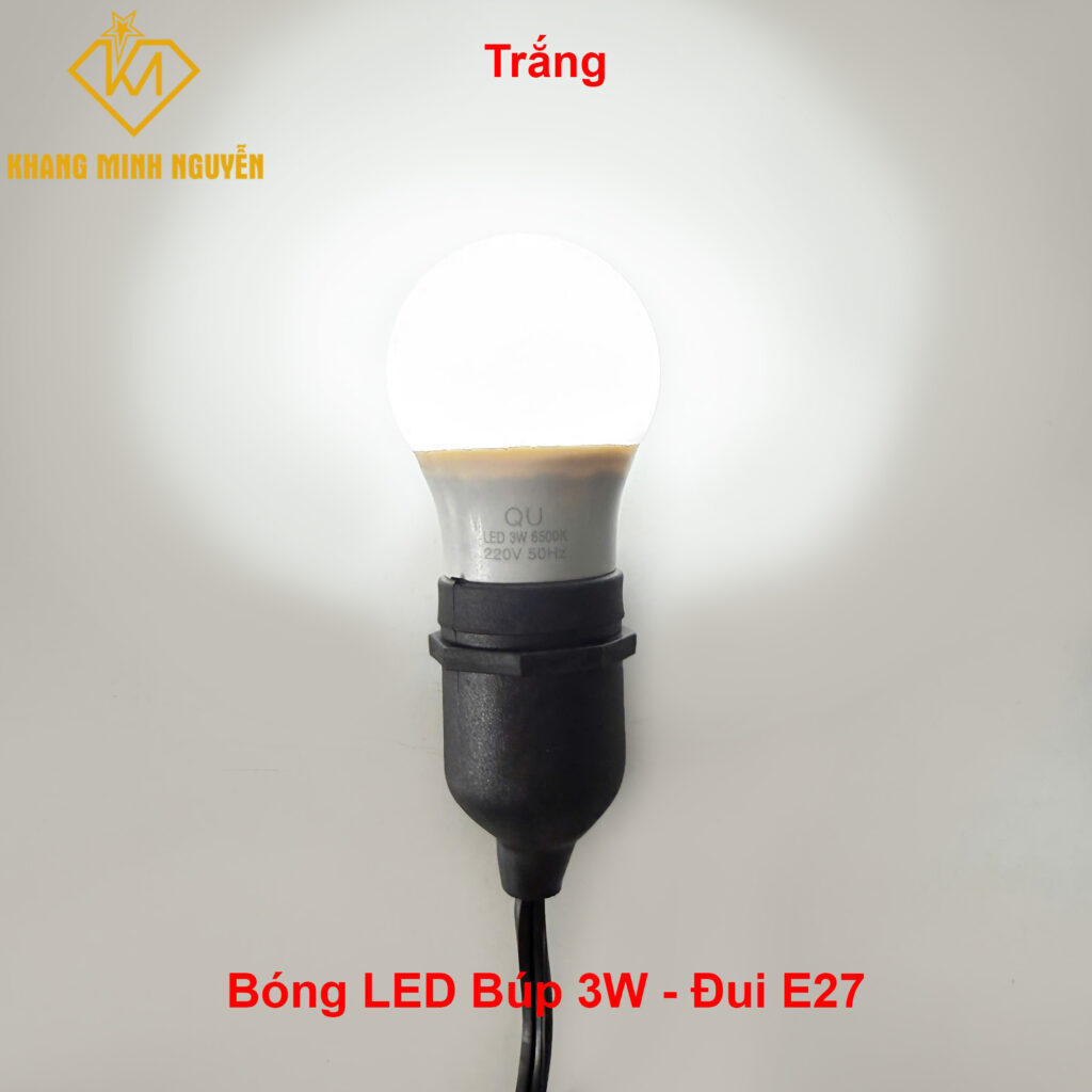 Bóng đèn búp tròn 3W ánh sáng trắng, xanh, đỏ, tím, vàng, hồng