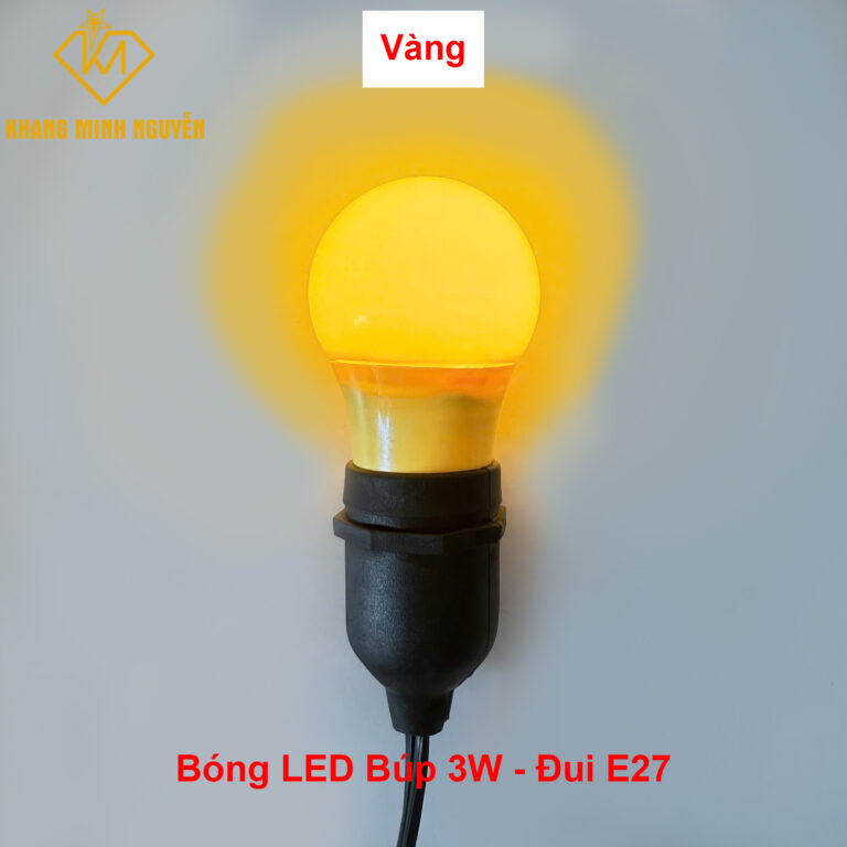 Bóng đèn búp tròn 3W ánh sáng trắng, xanh, đỏ, tím, vàng, hồng
